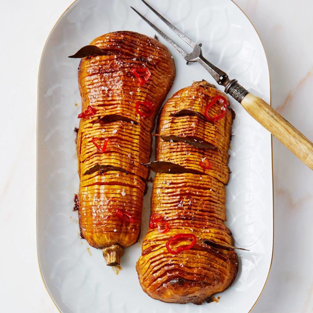 Hasselback Butternut Squash with Bay Leaves - Cooking TV Recipes