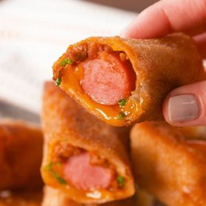Chili Cheese Dog Egg Rolls - Cooking TV Recipes