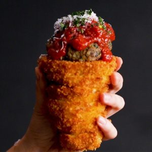 Meatball-Stuffed Onion Ring Cone - Cooking TV Recipes