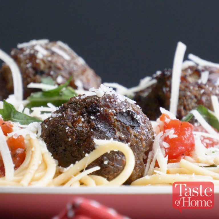 Summertime Spaghetti with Grilled Meatballs - Cooking TV Recipes