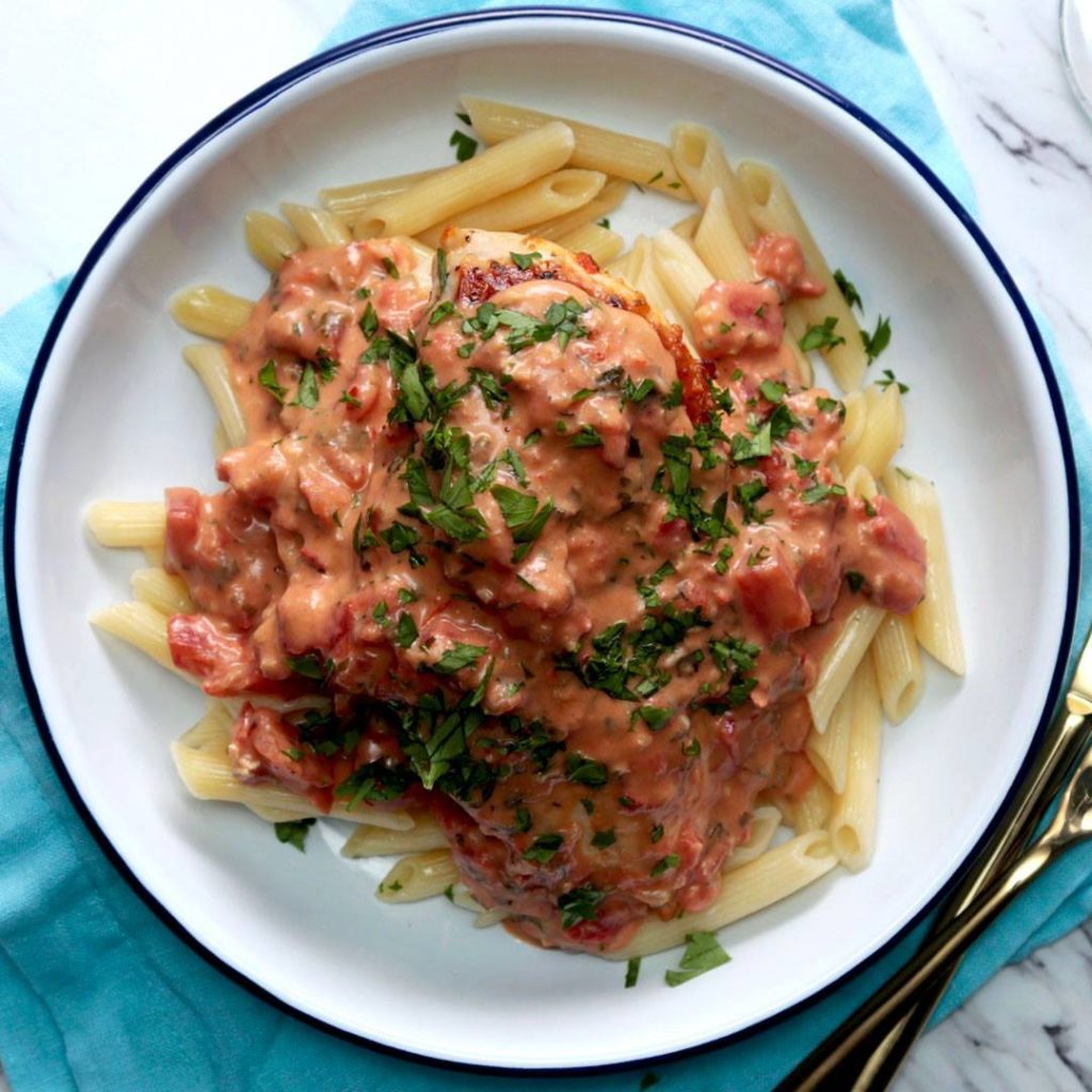 Garlic Basil Chicken with Tomato Butter Sauce - Cooking TV Recipes